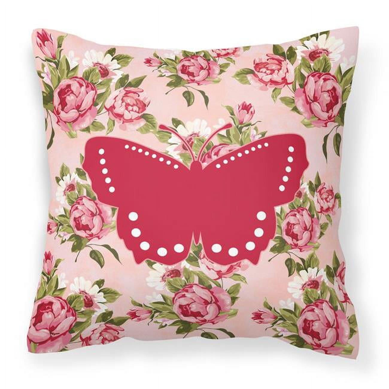 Butterfly Pink Roses Fabric Decorative Pillow - Walmart.com