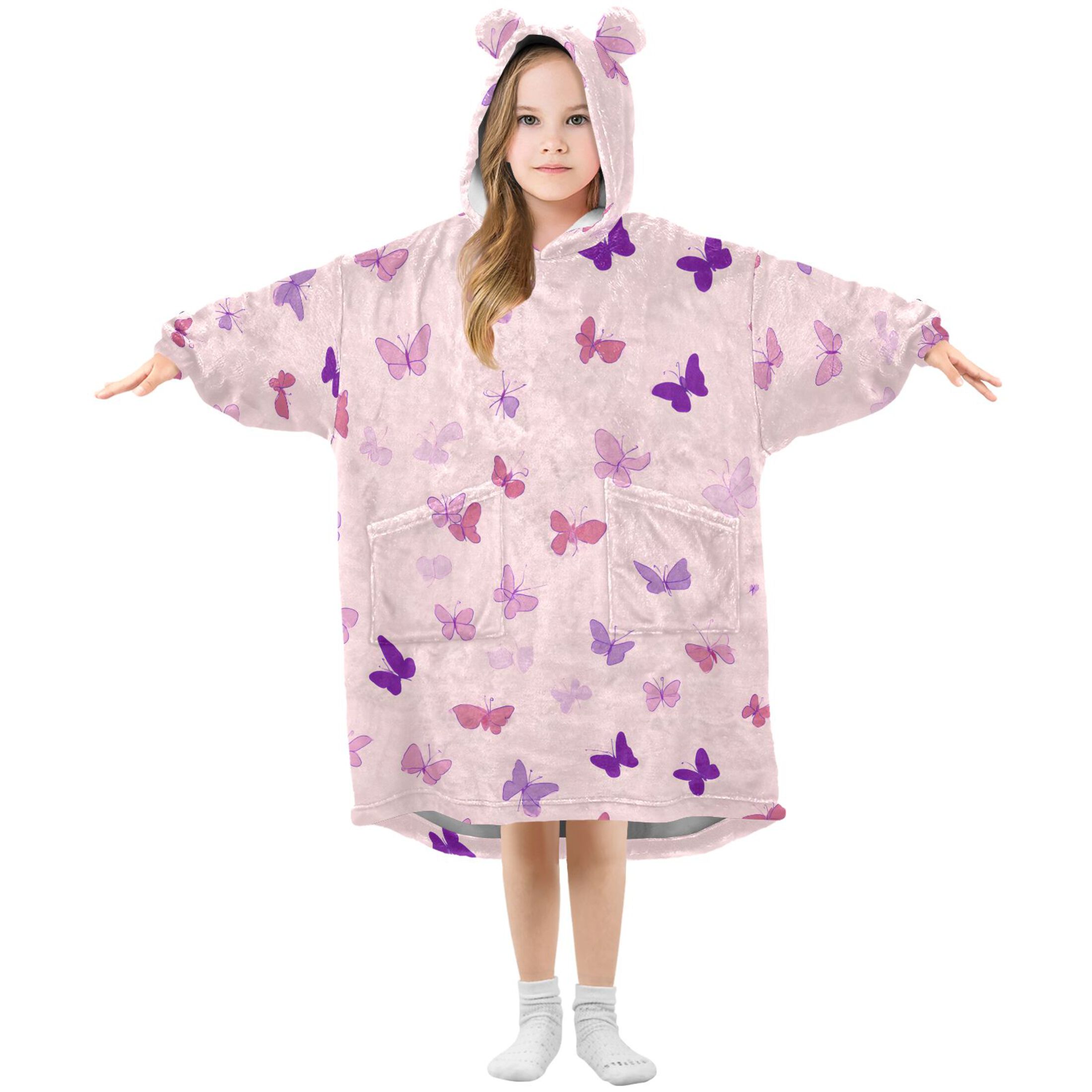 Butterfly Pink Swirl ﻿Wearable Blankets Hoodie Oversize Sherpa Wearable ...