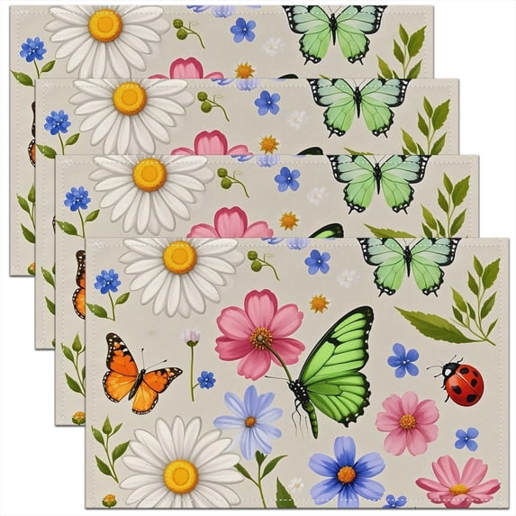 Butterfly Placemats Set of 4 18"x12" Kids Groovy Flower Placemat for ...