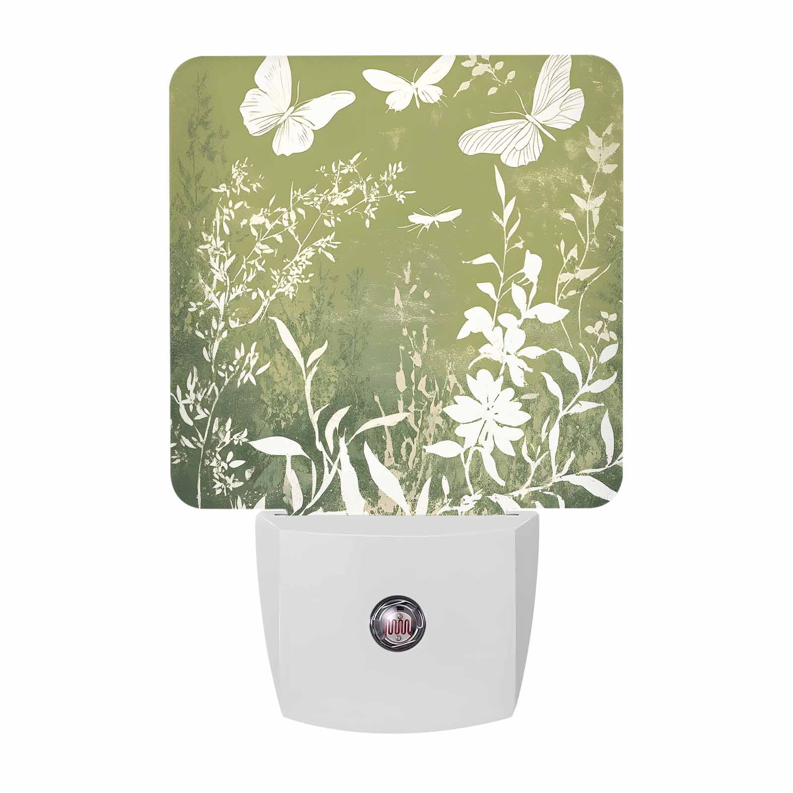 Butterfly Plant Plug-in LED Night Lights Retro Pastoral Auto Dusk-to ...