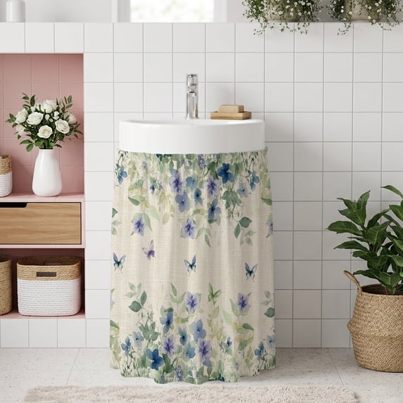 Butterfly Plant Small Cabinet Curtain 11''x13'', Green Purple ...