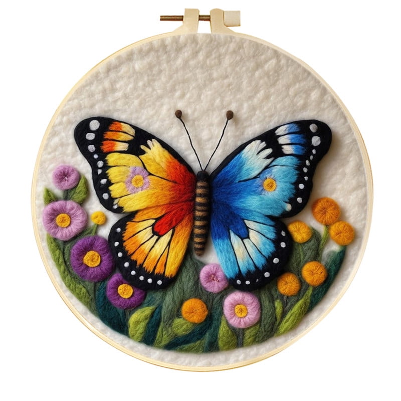 Butterfly Plants Needle Felting Set, Beginner Felt Painting Set, With ...