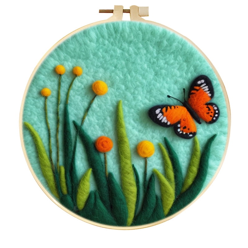 Butterfly Plants Needle Felting Set, Beginner Felt Painting Set, With ...