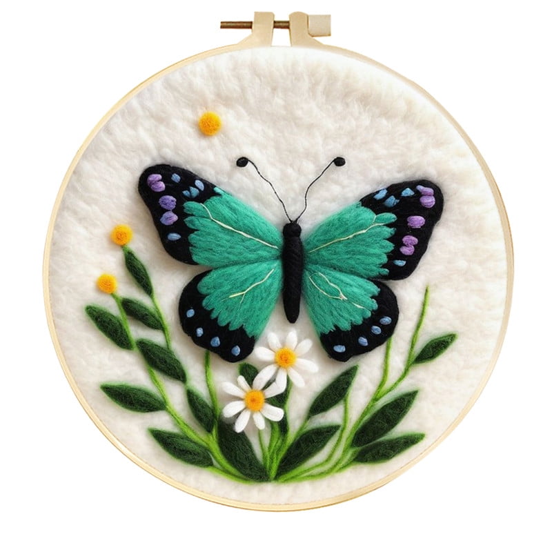 Butterfly Plants Needle Felting Set, Beginner Felt Painting Set, With ...