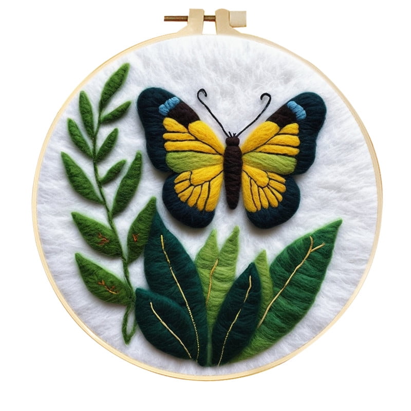 Butterfly Plants Needle Felting Set, Beginner Felt Painting Set, With ...