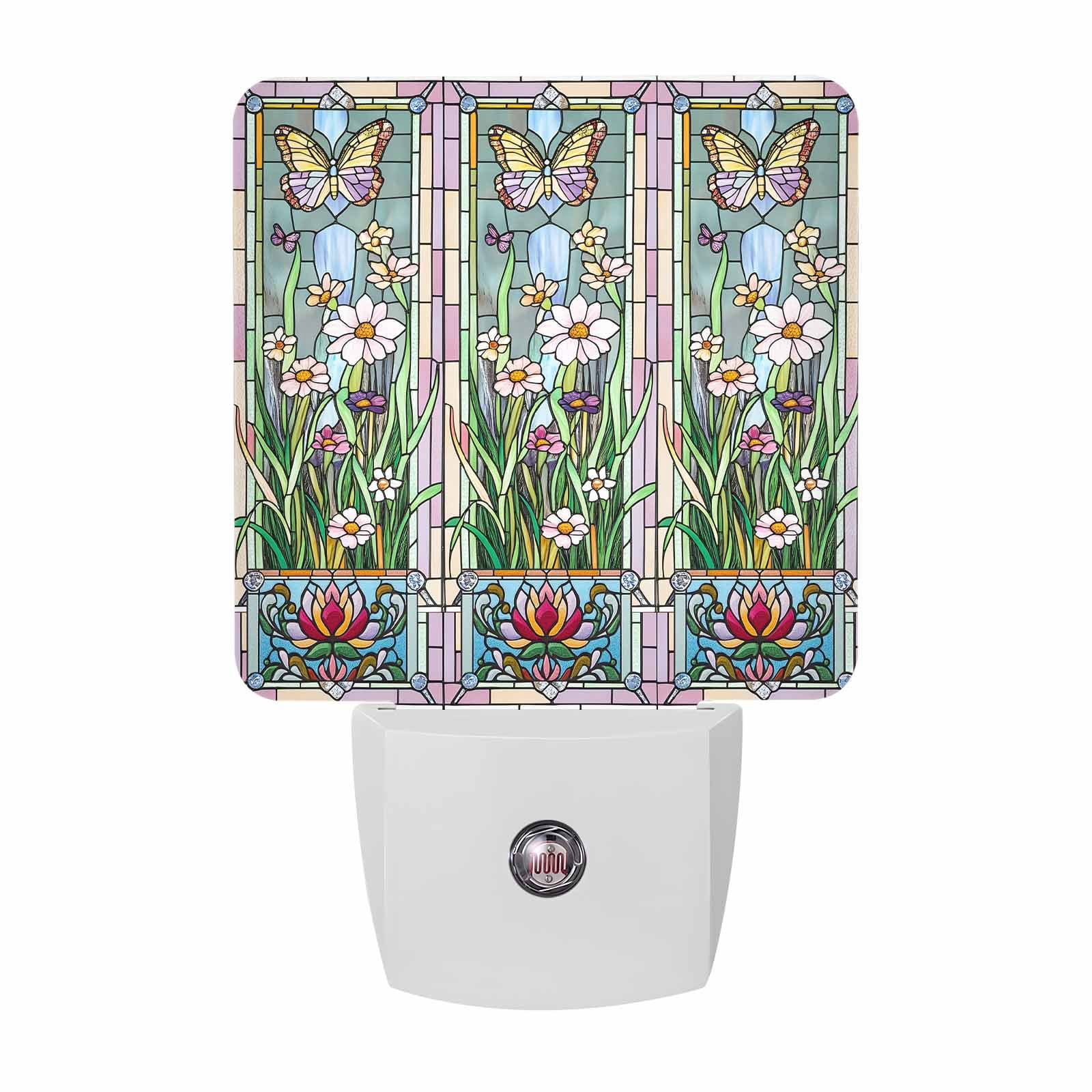 Butterfly Plug-in LED Night Lights Colorful Leaves Floral Auto Dusk-to ...