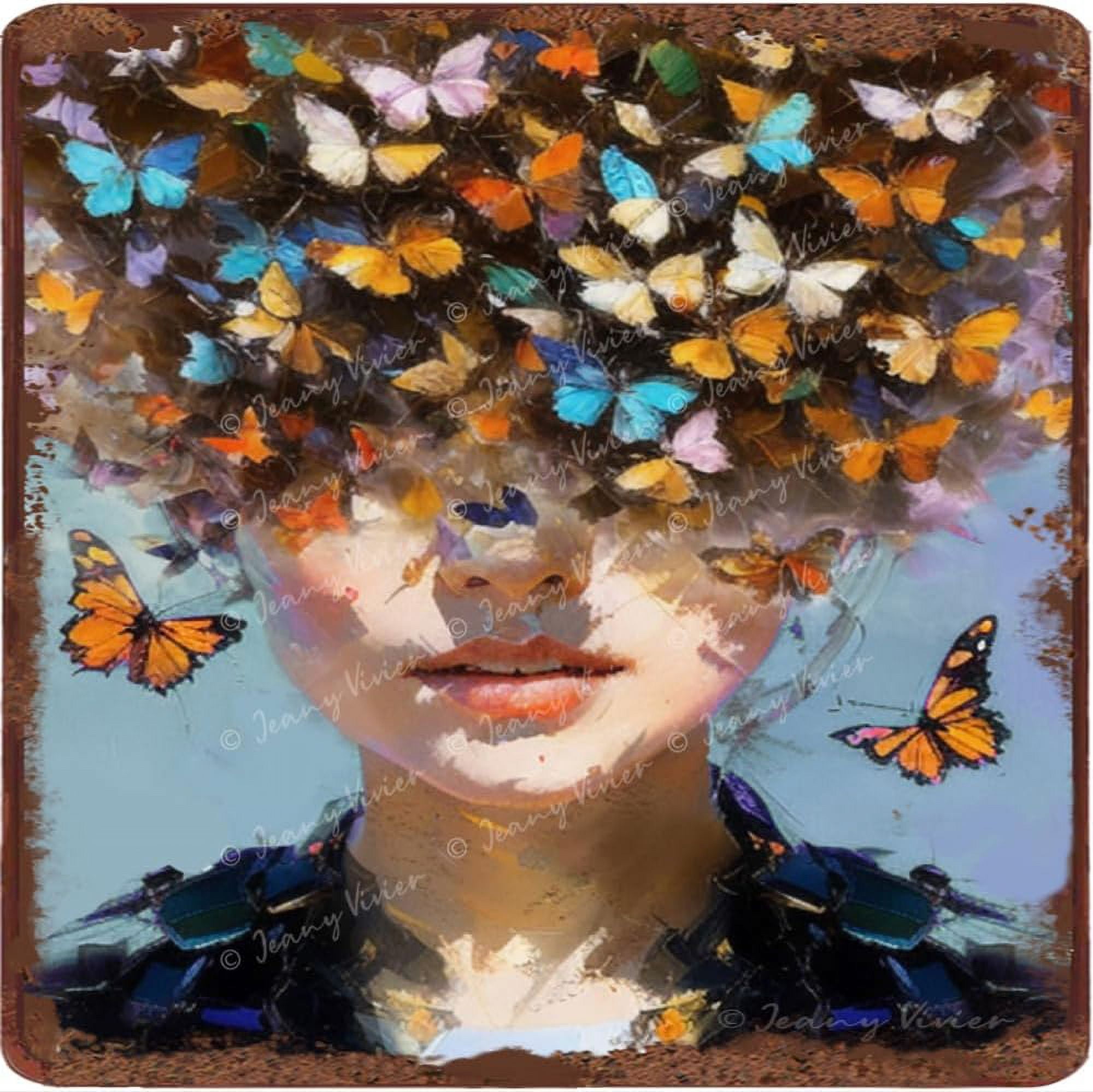 Butterfly Poster Girl Vintage Tin Sign - Butterfly Wall Decor Butterfly ...