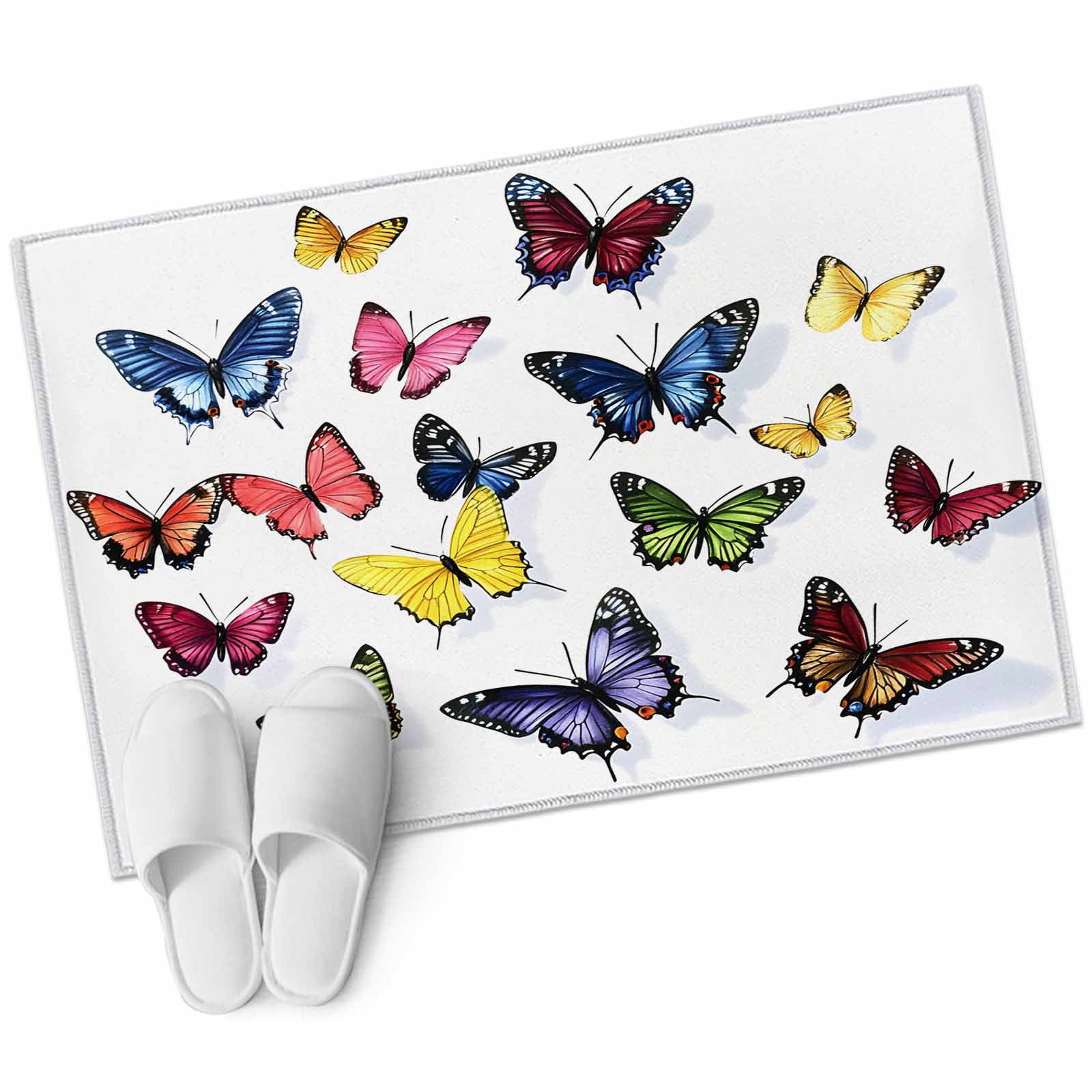 Butterfly Print 2'x3' Washable Rug, Modern Colorful Animals Non-Slip ...