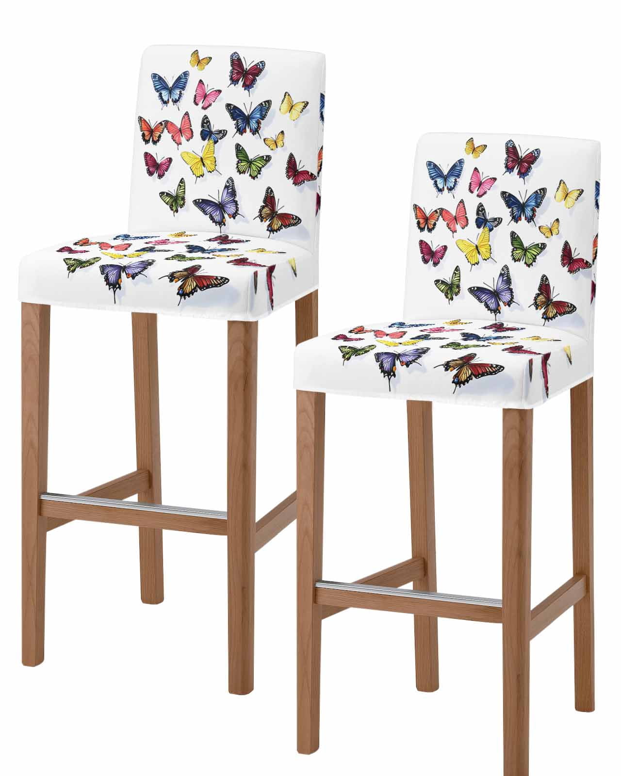 Butterfly Print Bar Stool Covers Set of 2, Modern Colorful Animals ...