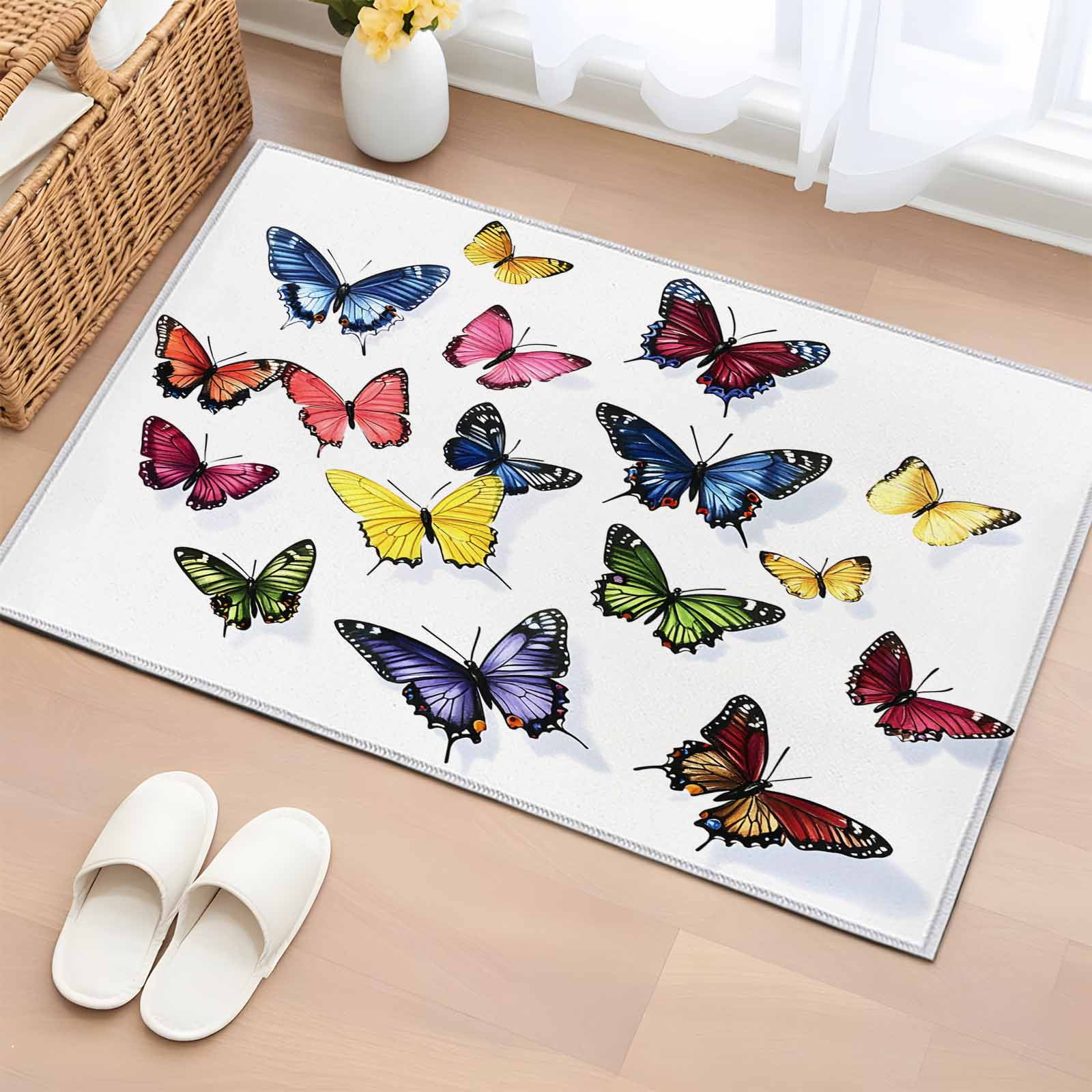 Butterfly Print Bathroom Mats 2x3 FT, Non Slip Small Kitchen Mat ...