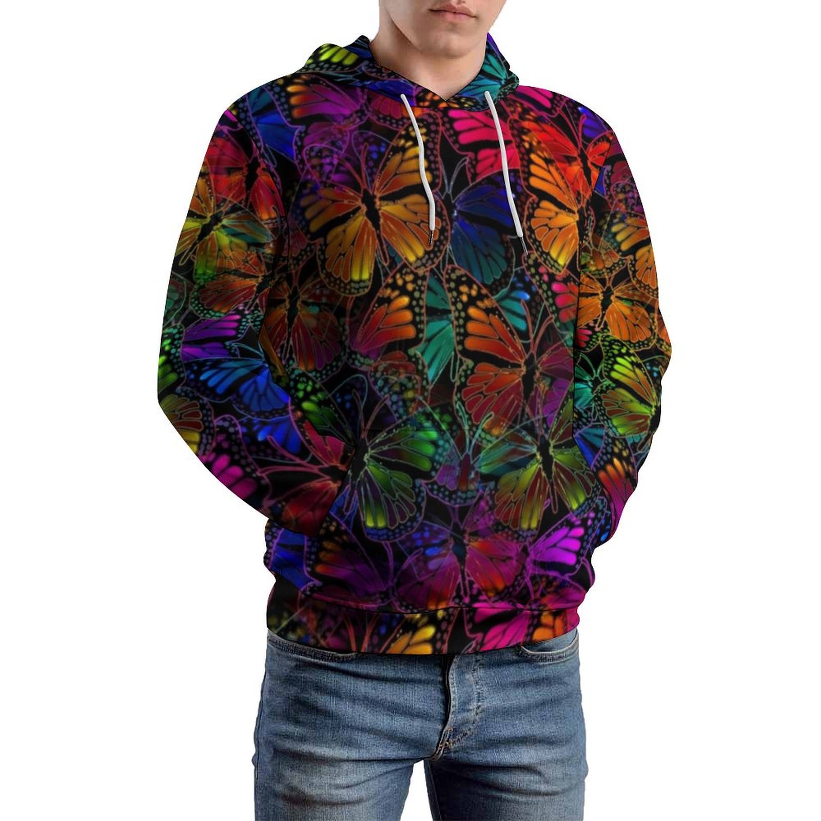 Butterfly Print Casual Hoodies Magic Animal Loose Hoodie Unisex Long ...