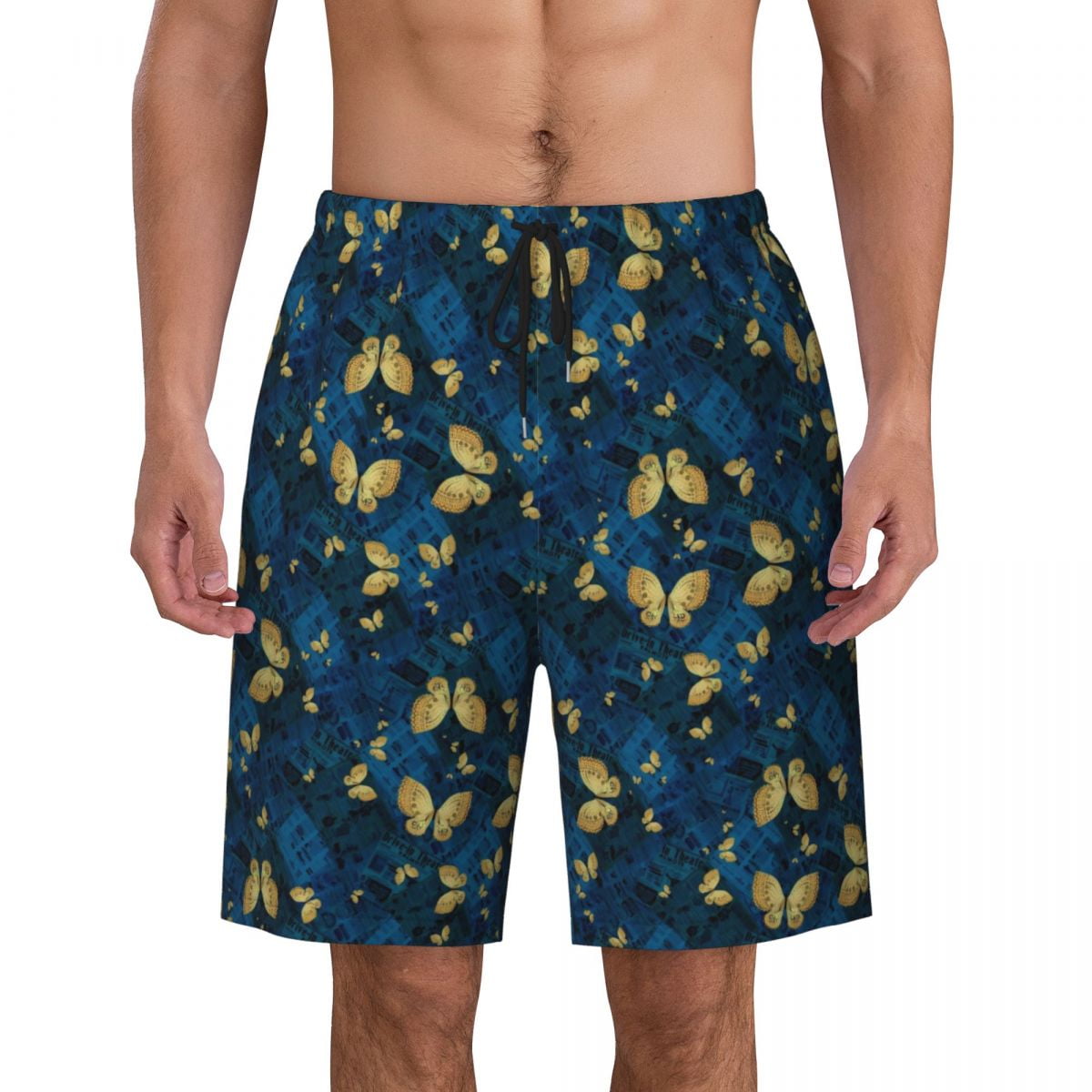 Butterfly Print Gym Shorts Summer Yellow Animal Sports Fitness Beach ...