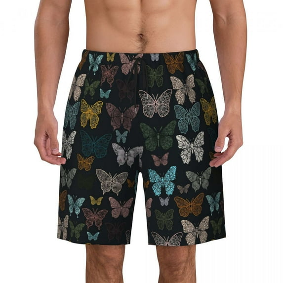 Butterfly Print Gym Shorts Summer Yellow Animal Sports Fitness Beach ...