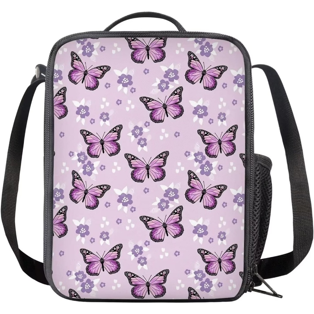 Butterfly Print Lunch Bag Women Insulated Thermal Lunch Box Cooler Tote ...