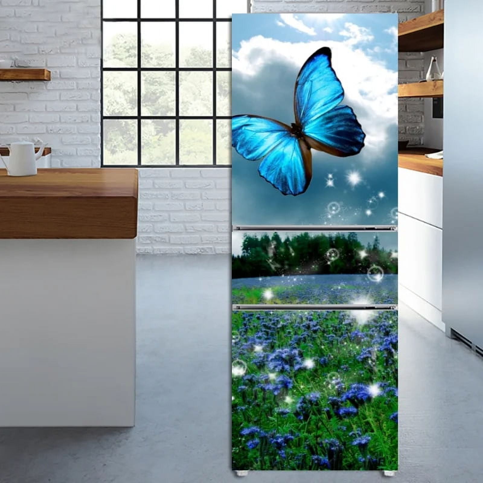 Butterfly Print Refrigerator Stickers Waterproof Duplex Refrigerator ...