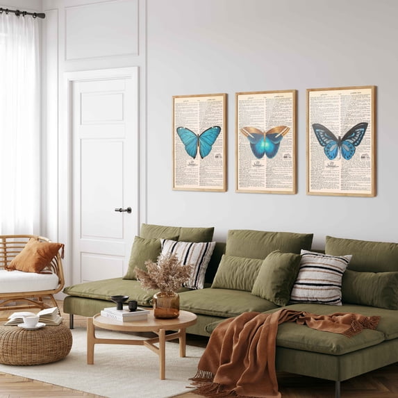 Butterfly Print Set Vintage Dictionary Art Gallery Wall Decor Set 3 ...