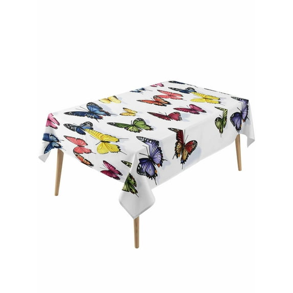 Butterfly Print Table Cloth, Modern Colorful Animals Waterproof ...