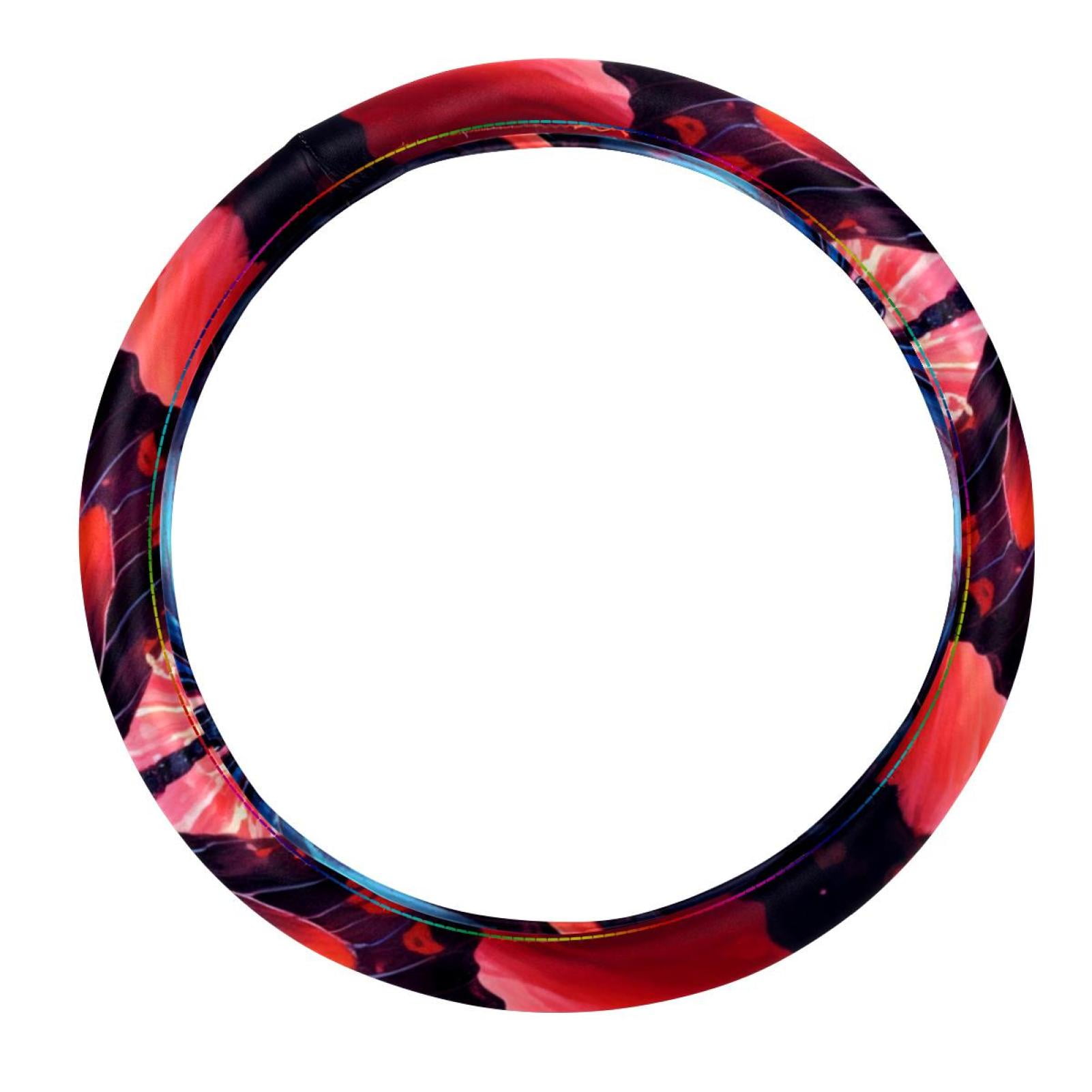 Butterfly Printed 14.5 Inch PVC Leather Car Wheel Covers Steering Wheel ...