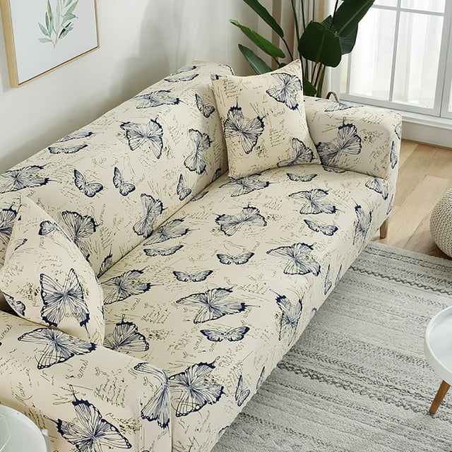 Butterfly Printed Slipcover Stretch Sofa Covers with Cushion Cover Furniture Protector Elastic ...