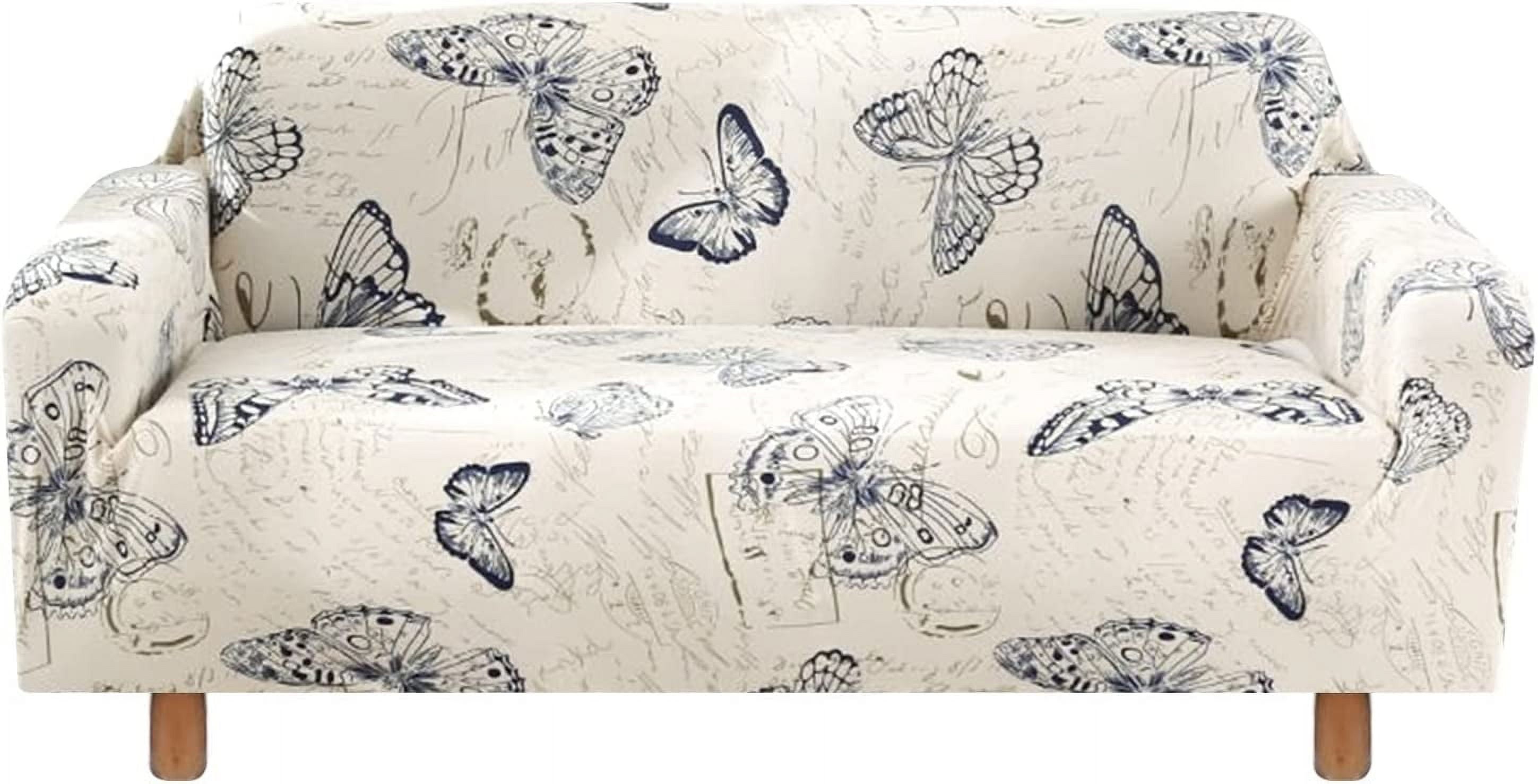 Butterfly Printing Elastic Tight Wrap All-inclusive Sofa Cover for Living Room Spandex Couch ...