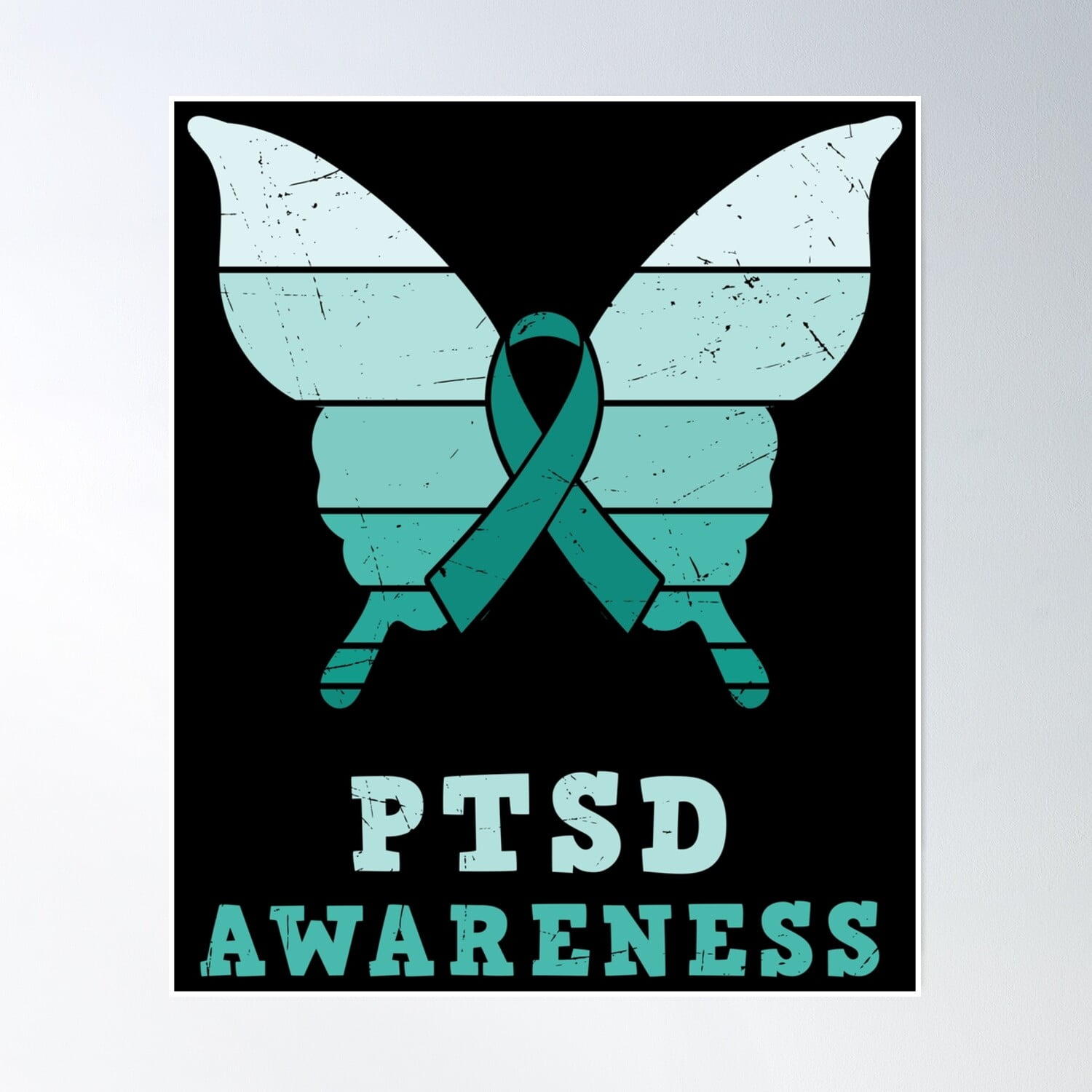 Butterfly Ptsd Awareness Month Ribbon Poster Wall Art, Modern Wall ...