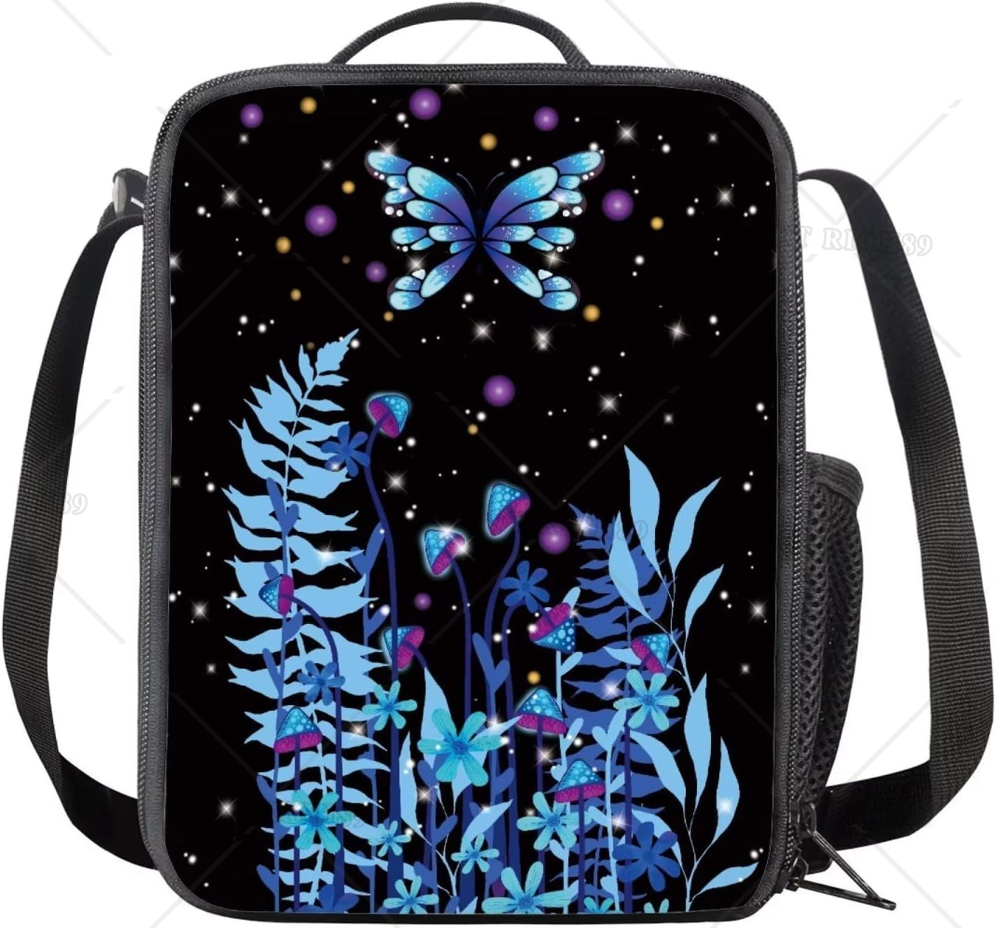 Butterfly Purple Lunch Bag for Women s Thermal Zipper Lunch Box with ...