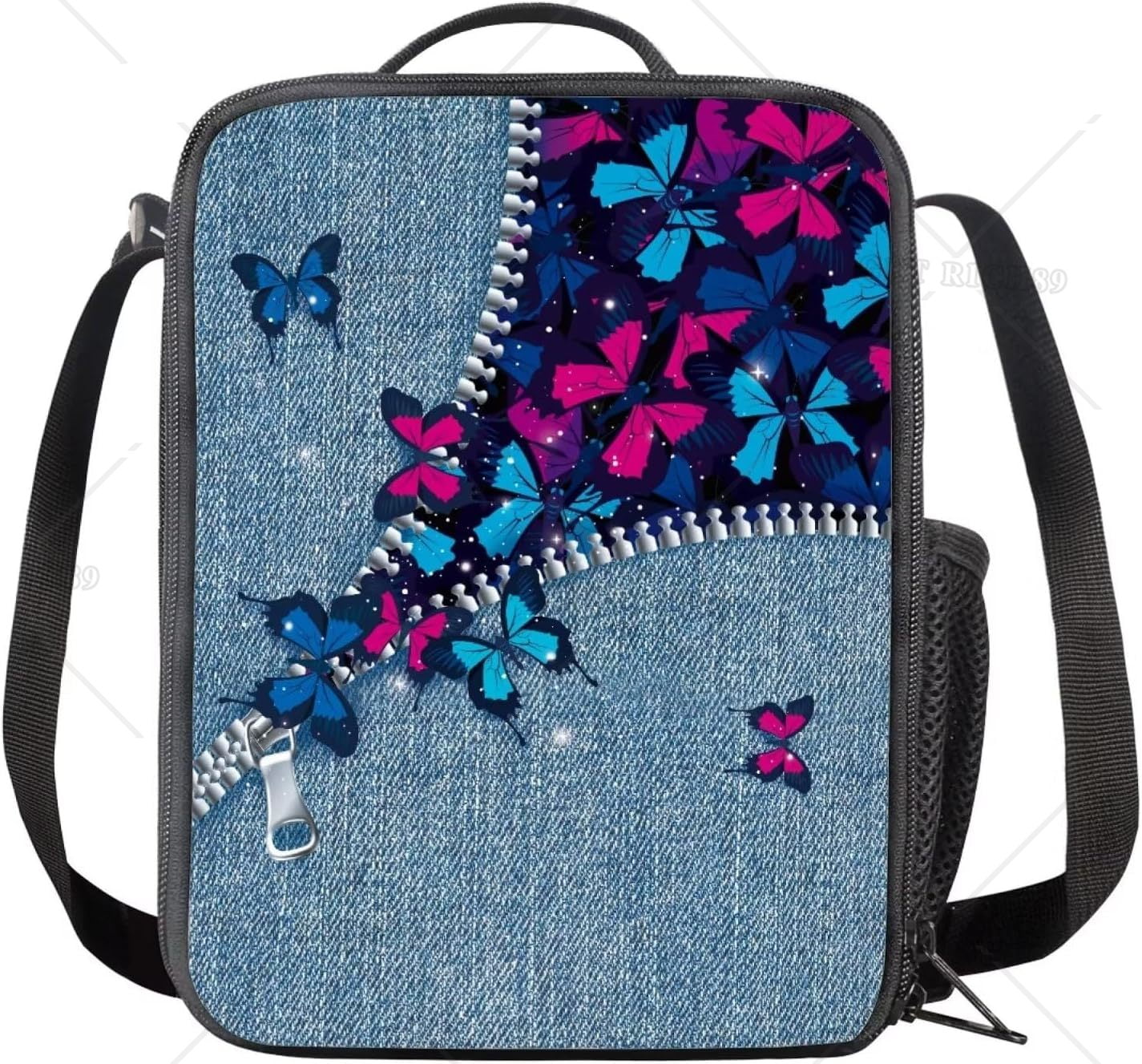 Butterfly Purple Lunch Bag for Women s Thermal Zipper Lunch Box with ...
