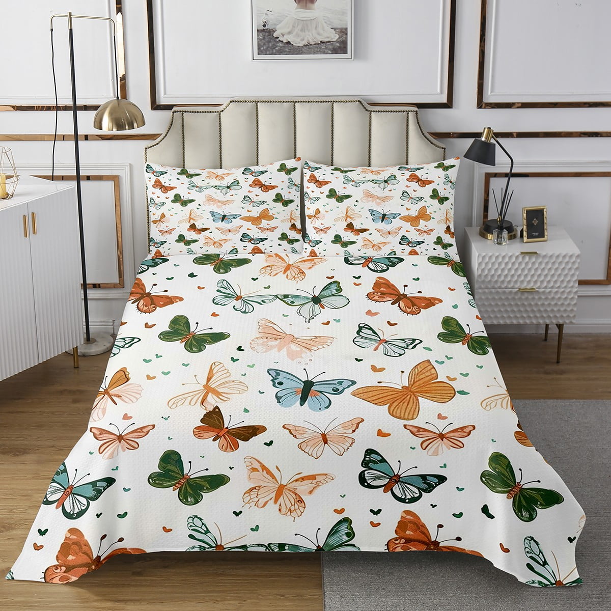 Butterfly Quilt Set Twin Size for Girls Kids Colorful Butterflies ...