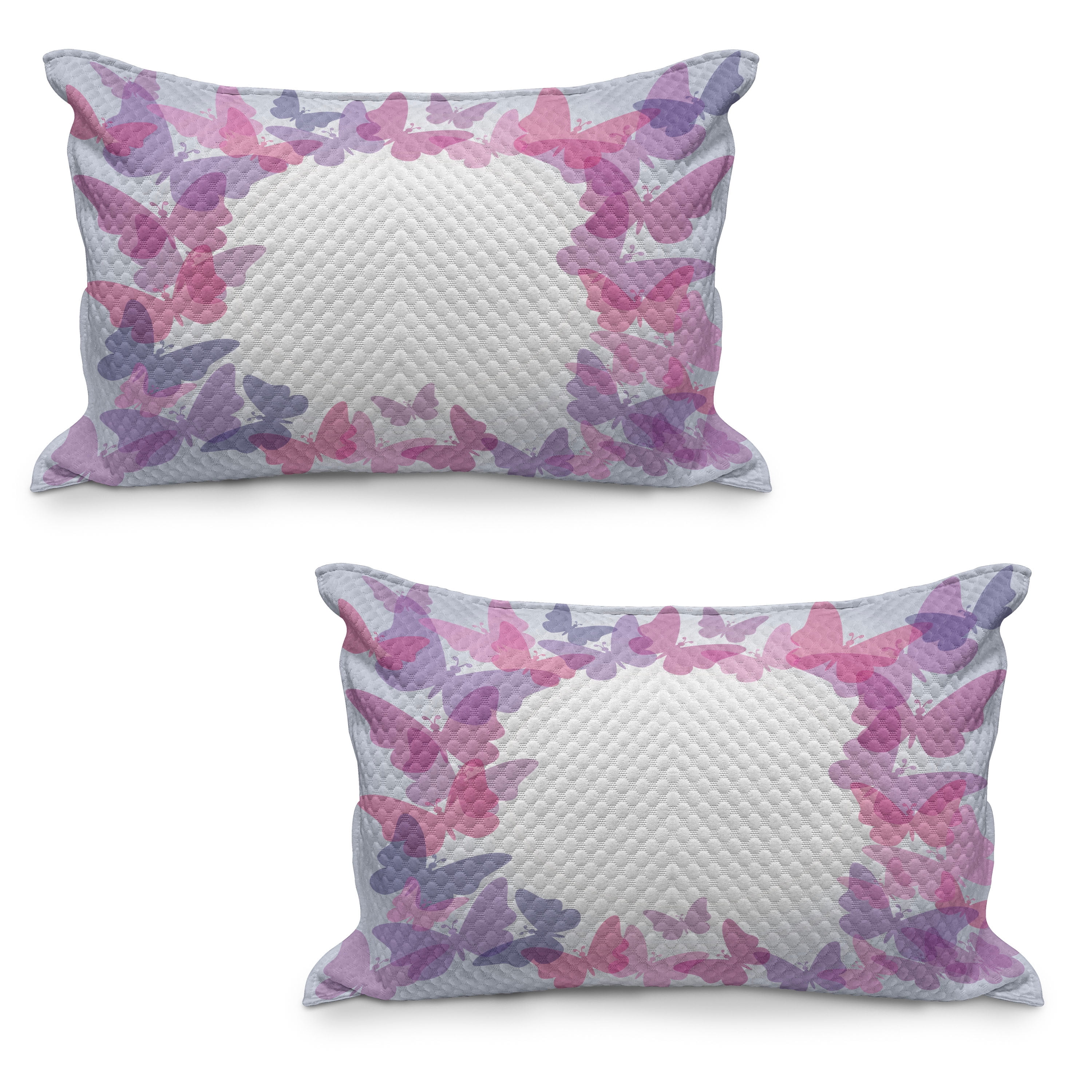 Butterfly Quilted Pillowcover Set of 2, Silhouettes of Butterflies in ...
