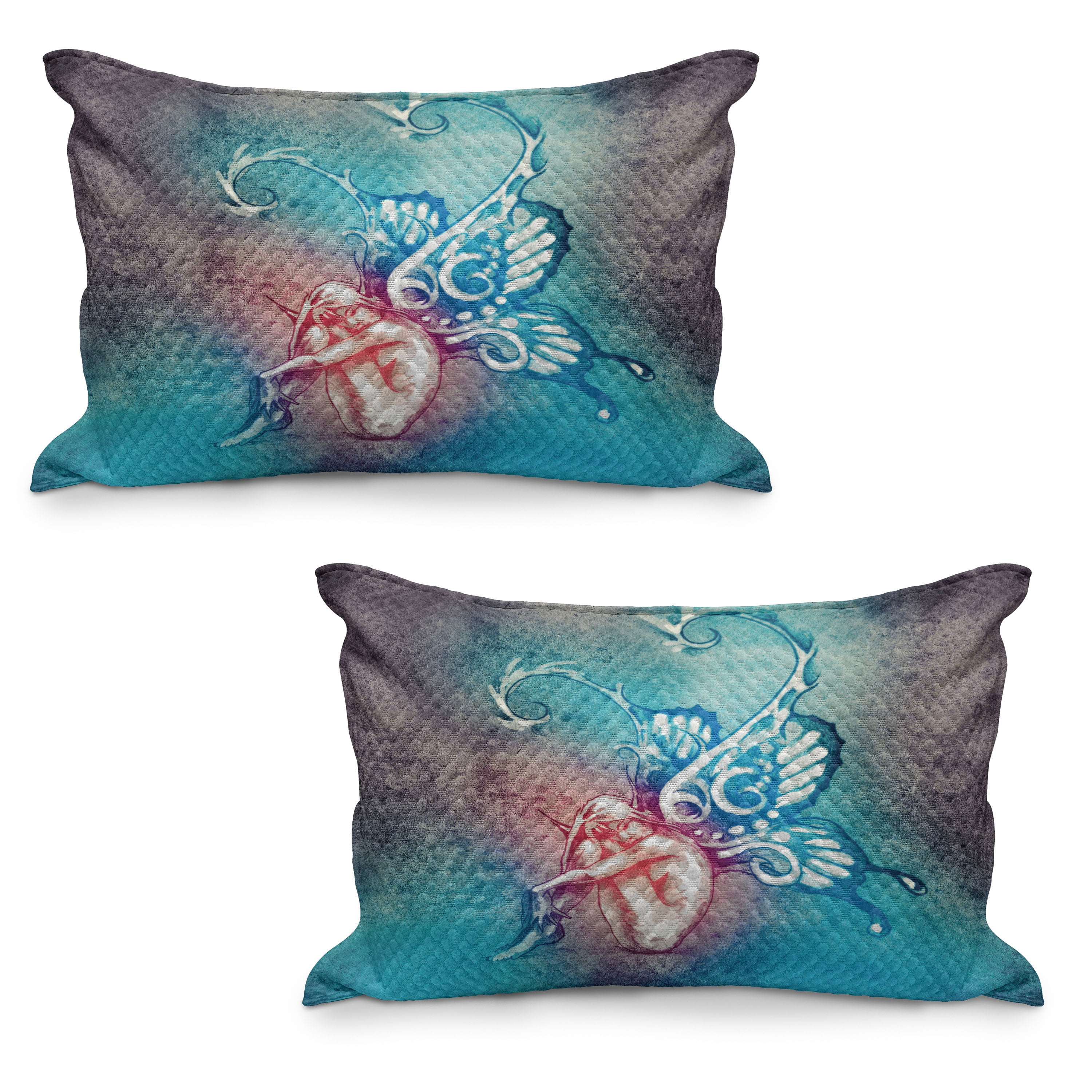 Butterfly Quilted Pillowcover Set of 2, with Butterfly Wings Renewal ...