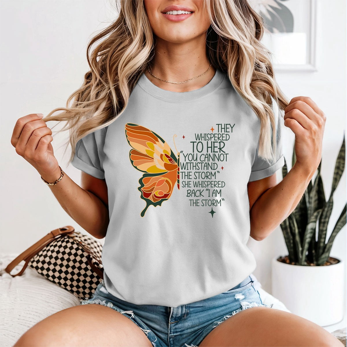 Butterfly Quote Inspirational Womens T-Shirt Motivational Saying Tee ...