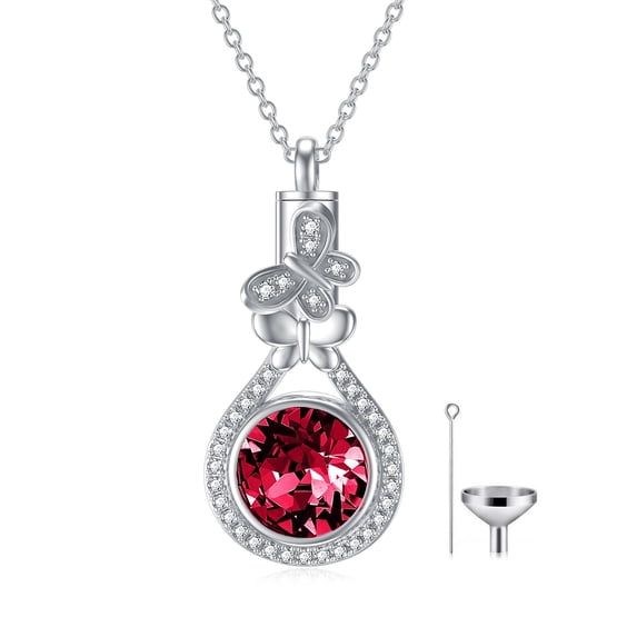 Butterfly Red Urn Necklace for Ashes Sterling Silver Butterfly ...