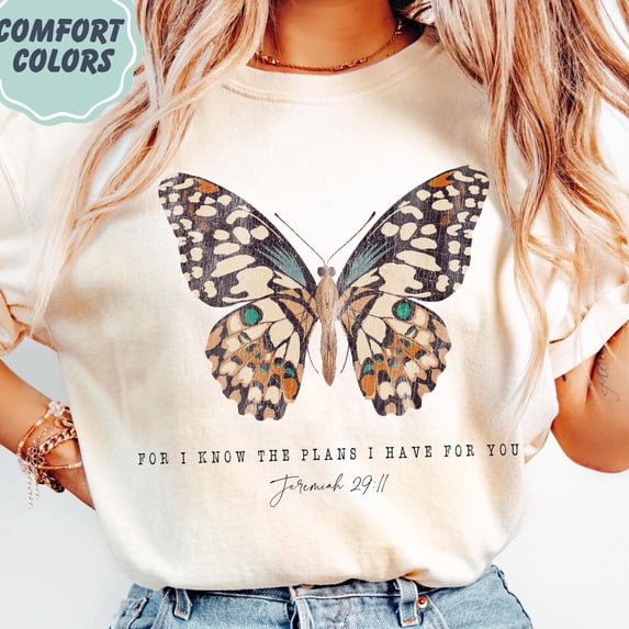 Butterfly Religious Shirt Large Butterfly Print Trendy Tshirt For I ...