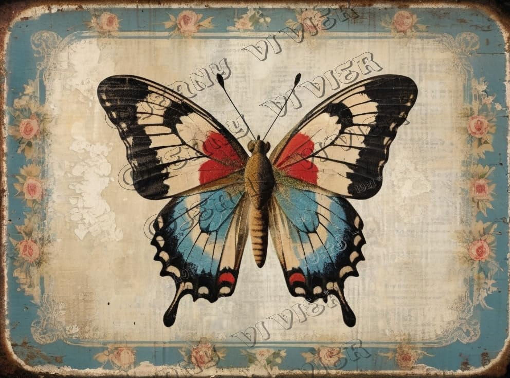 Butterfly Retro Aluminum Sign 12"x8" Metal Sign Butterfly Farmhouse ...