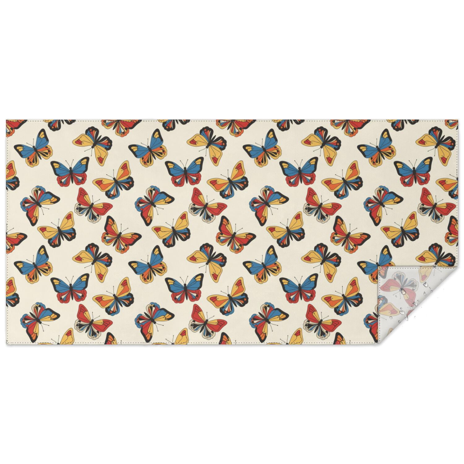Butterfly Retro Color Block Beige Pattern Rectangular Tablecloth 60x120 ...