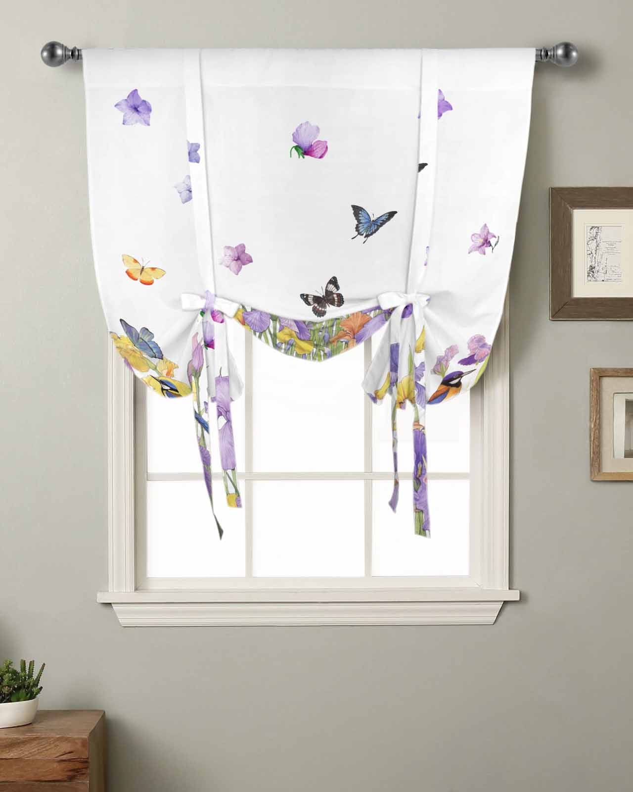 Butterfly Retro Musical Note Vintage Kitchen Short Window Curtain ...