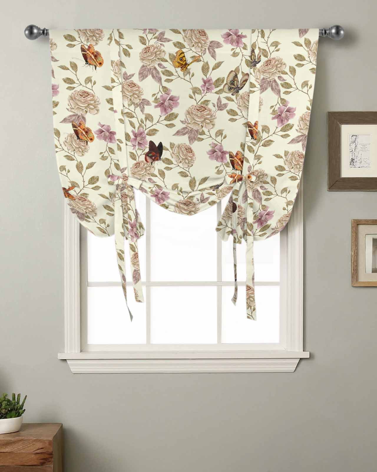Butterfly Retro Musical Note Vintage Kitchen Short Window Curtain Modern Home r Small Window ...