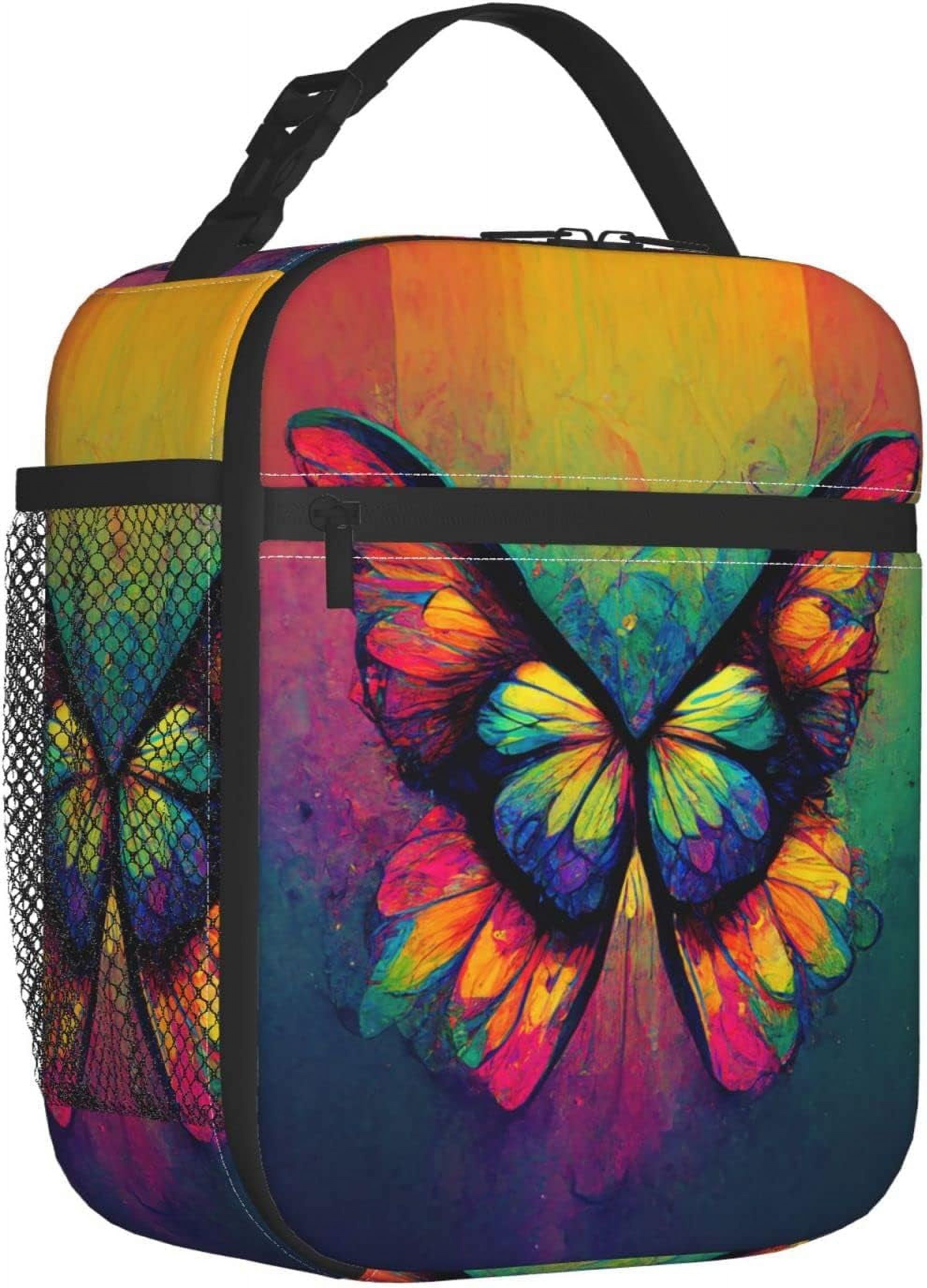 Butterfly Reusable Lunch Bag Insulated Lunch Box Durable Lunch Tote for ...