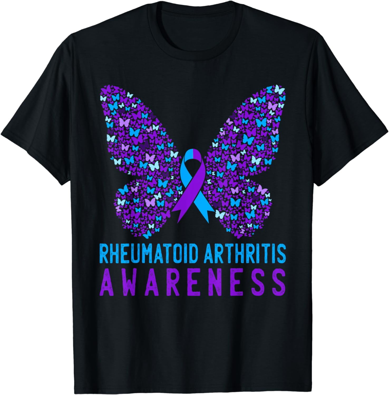Butterfly Rheumatoid Arthritis Awareness RA Ribbon Support T-Shirt ...