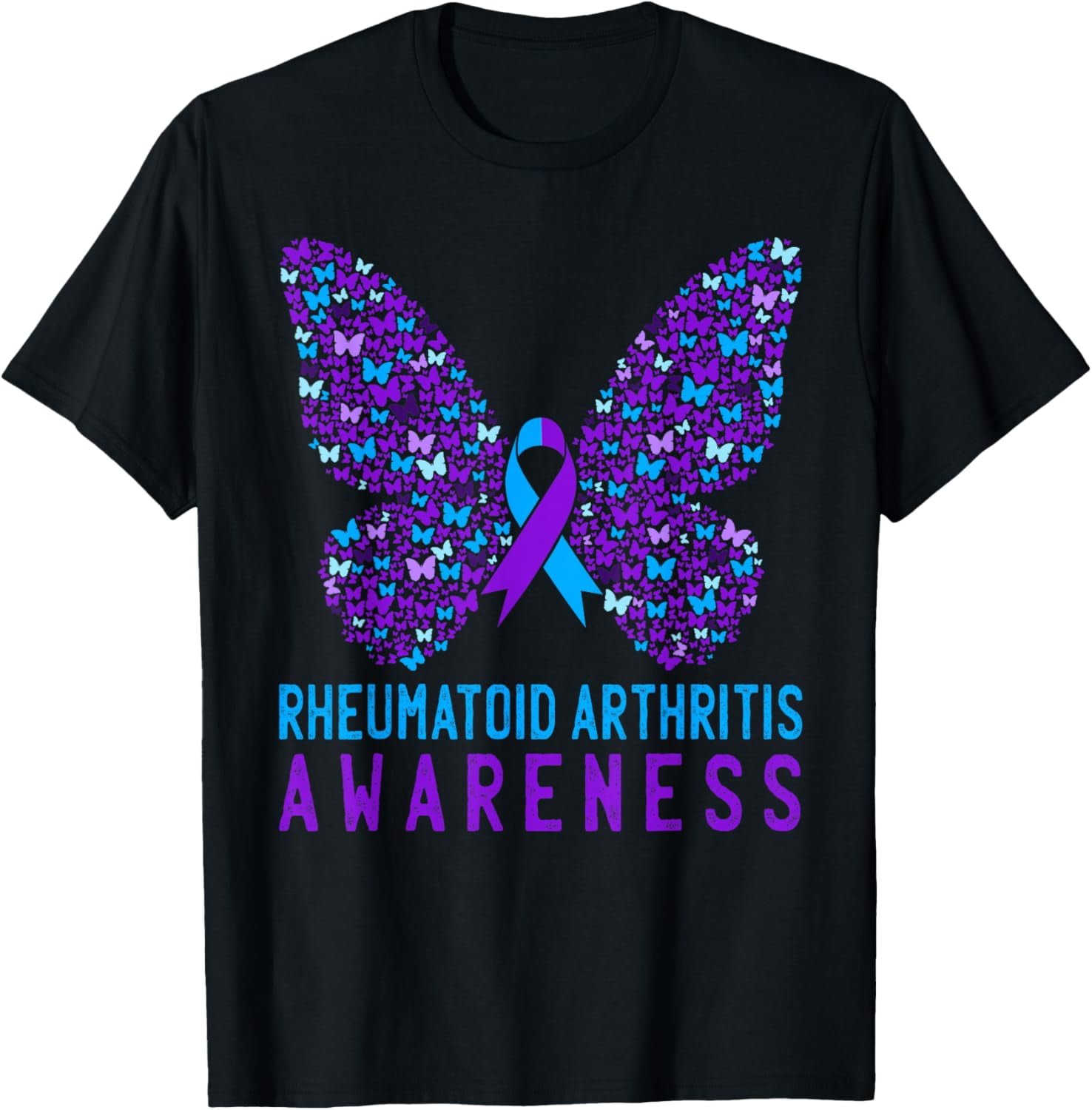 Butterfly Rheumatoid Arthritis Awareness RA Ribbon Support T-Shirtmen ...