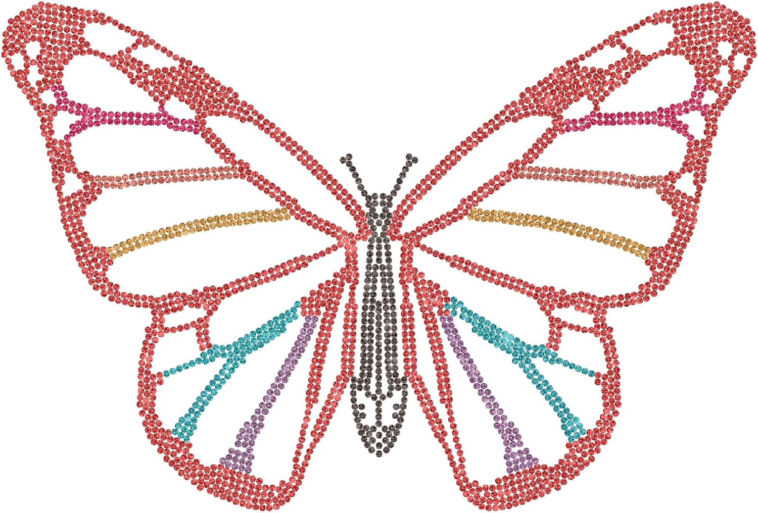 Butterfly Rhinestone Iron on Decal Bling Red Iron on Transfers Patches ...