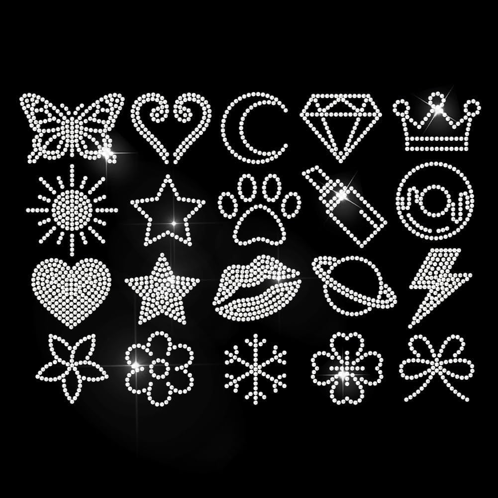 Butterfly Rhinestone Iron on Decal Moon Diamond Stars Sun Hotfix ...