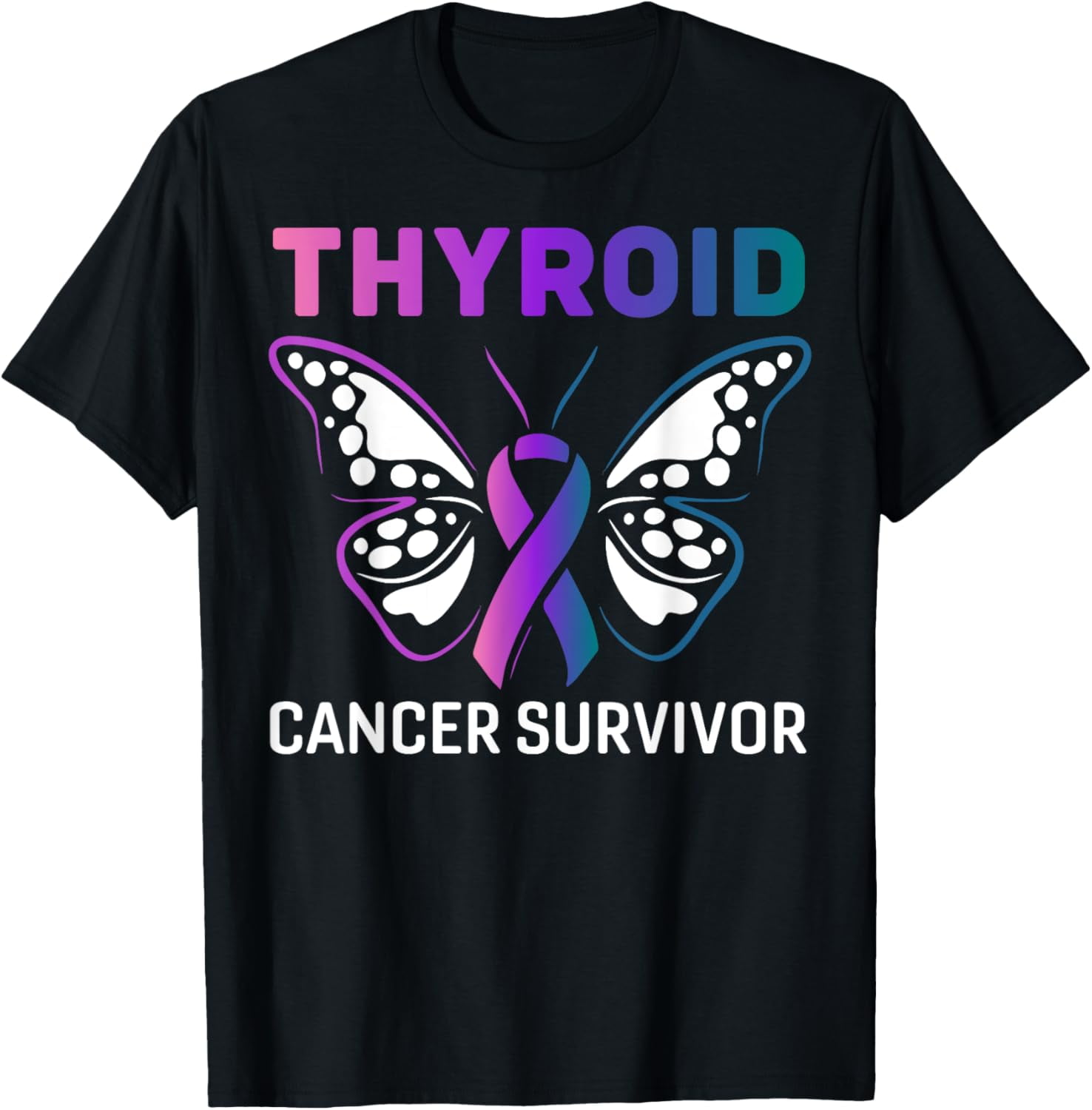Butterfly Ribbon Thyroid Cancer Survivor T-Shirt - Walmart.com
