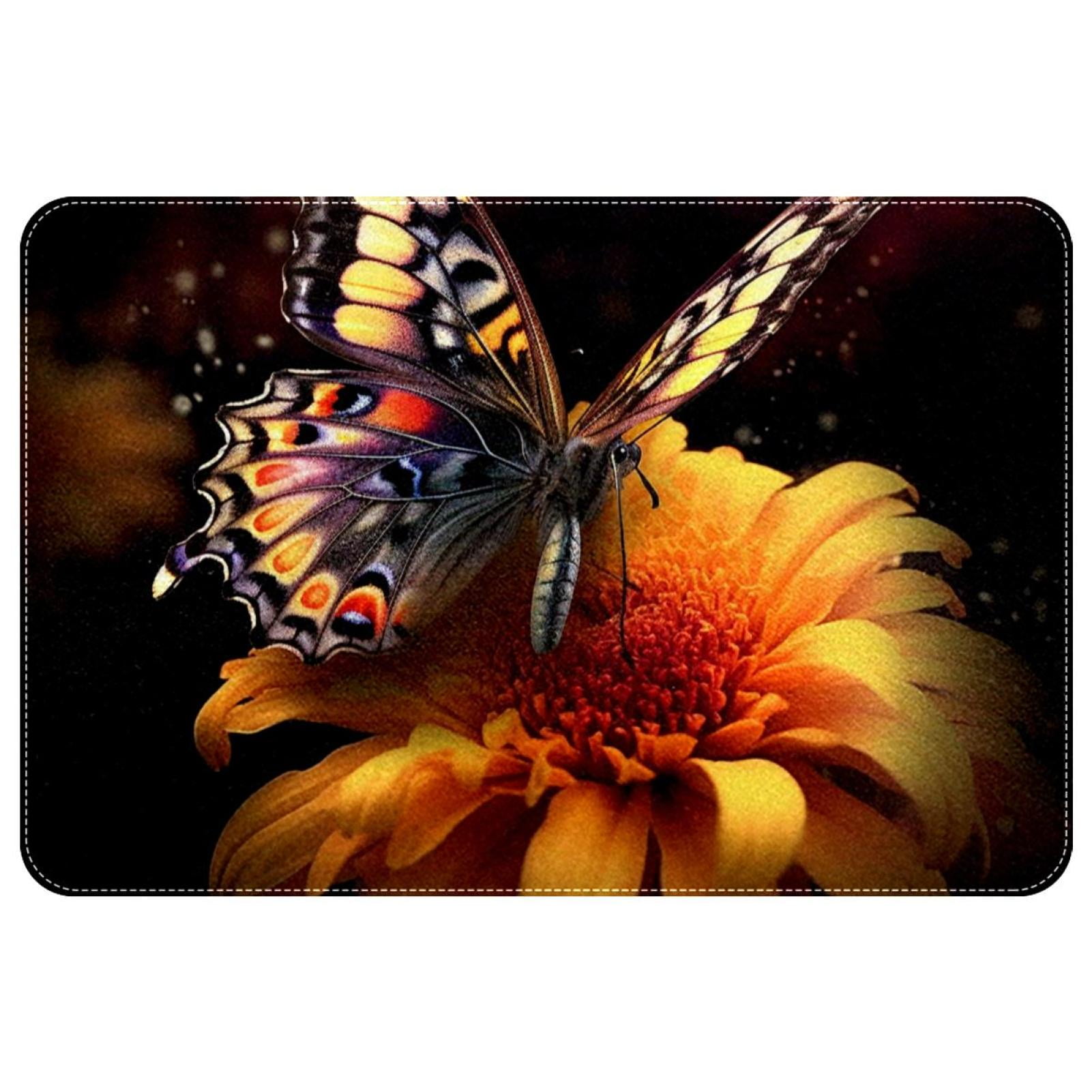 Butterfly Right Angle Floor Mat 59x39in & 63x47in, Polyester Fabric ...