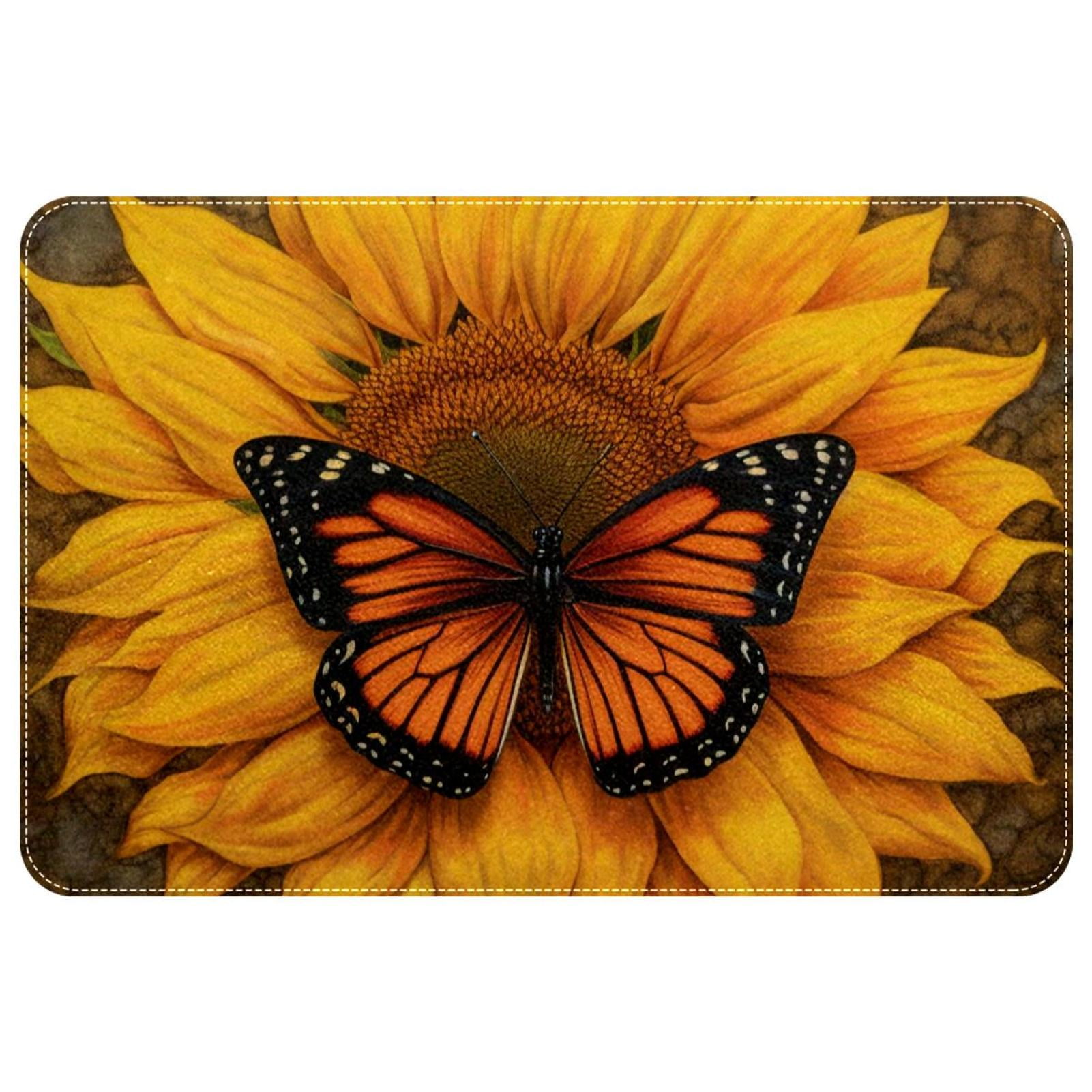 Butterfly Right Angle Floor Mat - Soft Polyester Fabric, High-Density ...