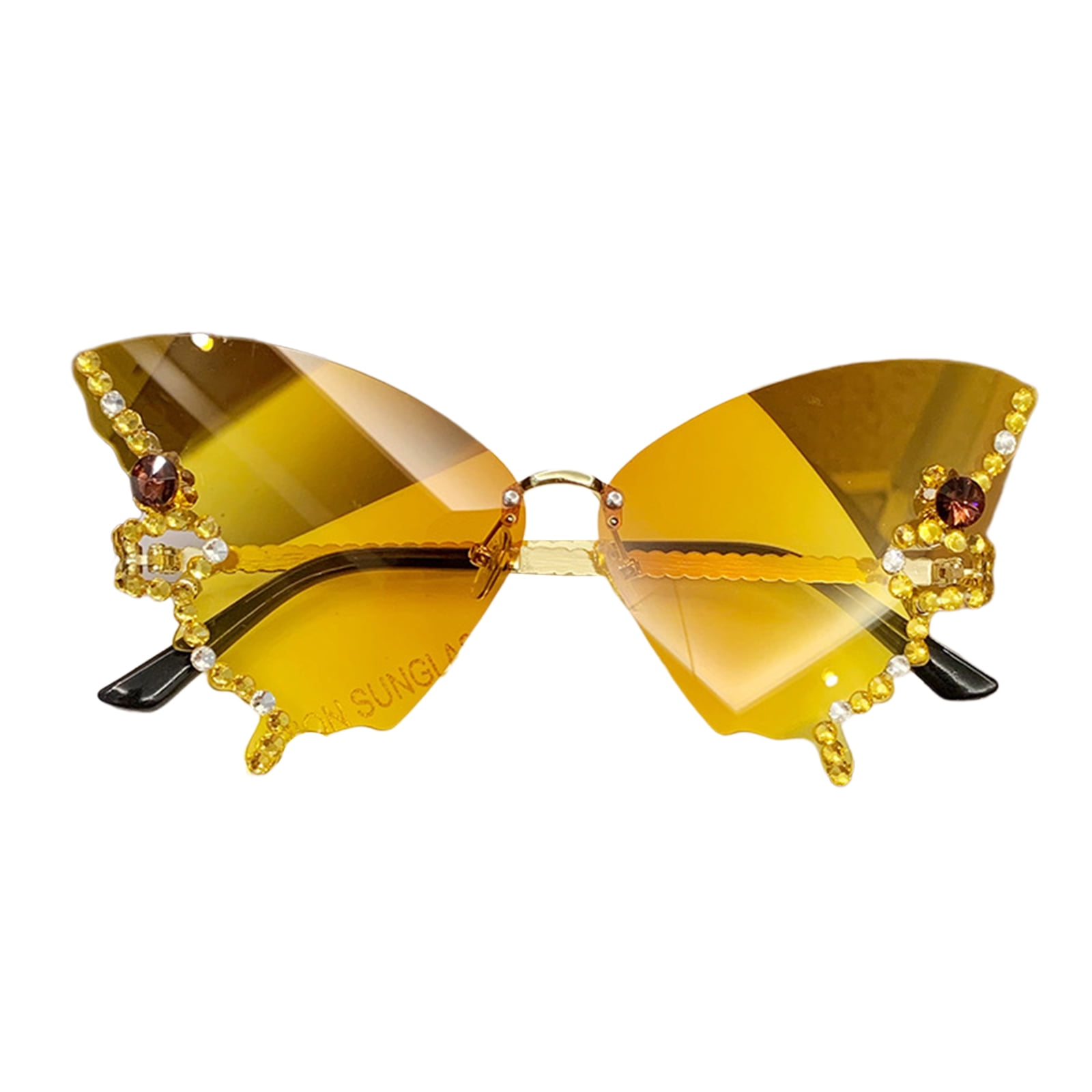 Butterfly Rimless Sunglasses Small Face Butterfly Glasses Rhinestone ...