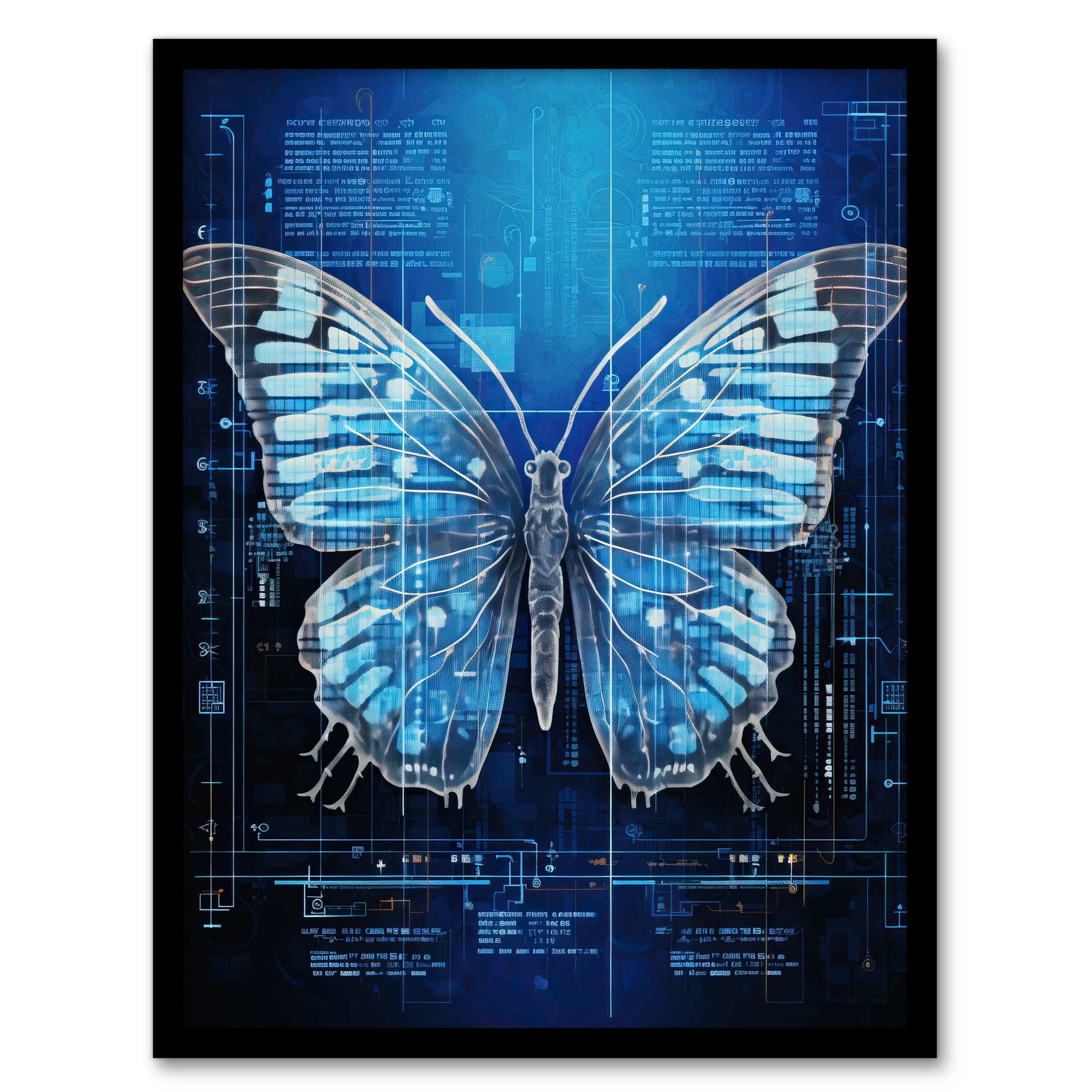 Butterfly Robot Hybrid Schematic Blueprint Futuristic Secret Complex Arcane Manuscript Gift For ...