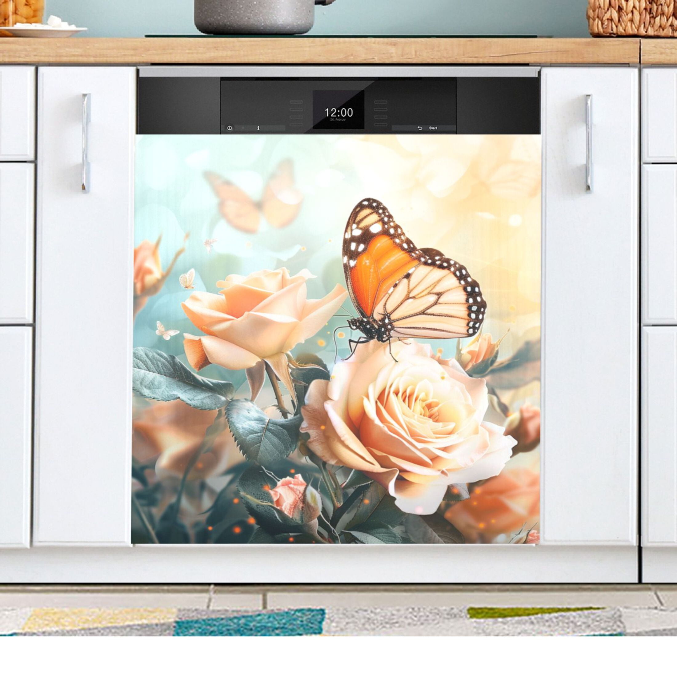 Butterfly Rose Flower Sunshine Dishwasher Magnetic Refrigerator Magnet ...