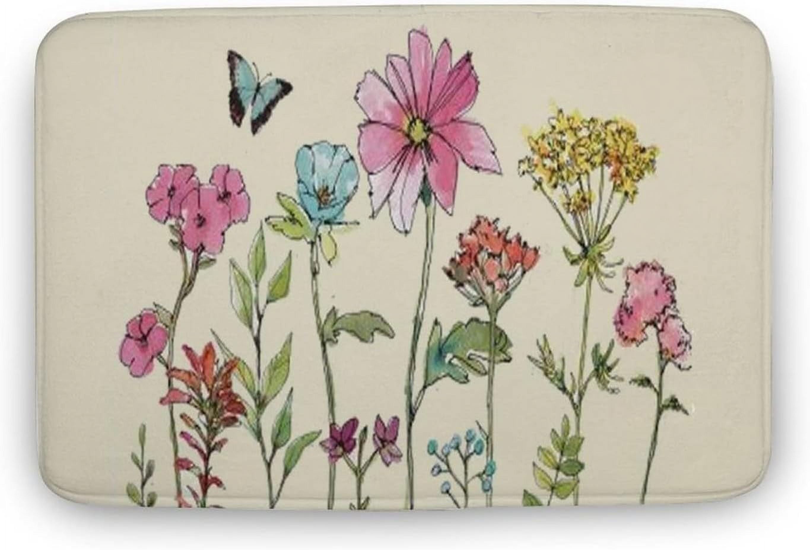 Butterfly Rose Flowers Summer Mats Decor Retro Doormat Entrance Inside ...