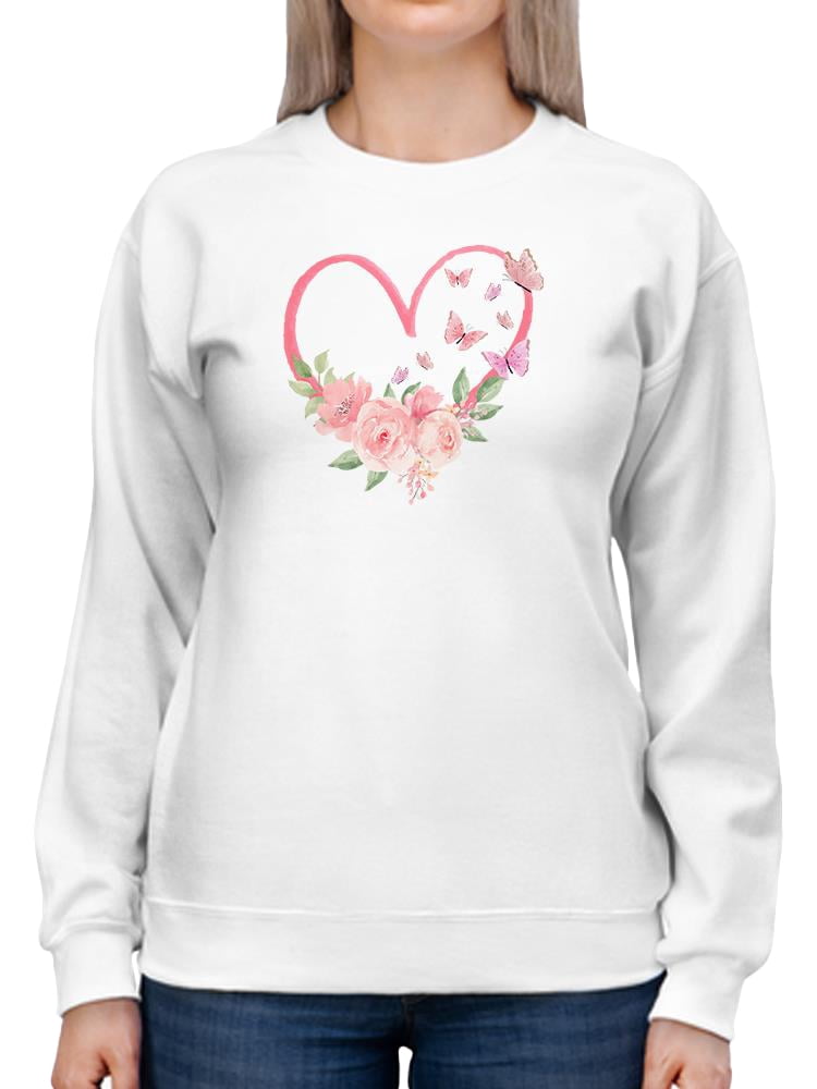 Butterfly Rose Heart Sweatshirt Women -Smartprints Designs, Female ...